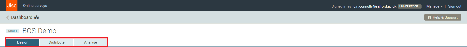 JISC Online Surveys Step by Step - Salford PsyTech Home →⌂ - Salford ...